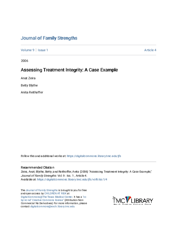(PDF) Assessing Treatment Integrity: A Case Example
