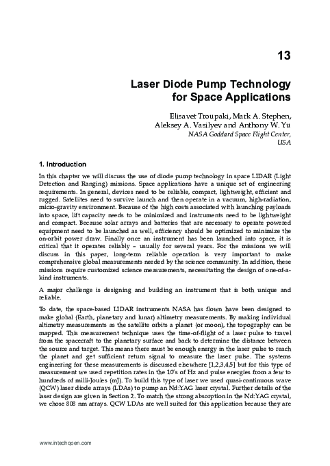 (PDF) Laser Diode Pump Technology for Space Applications