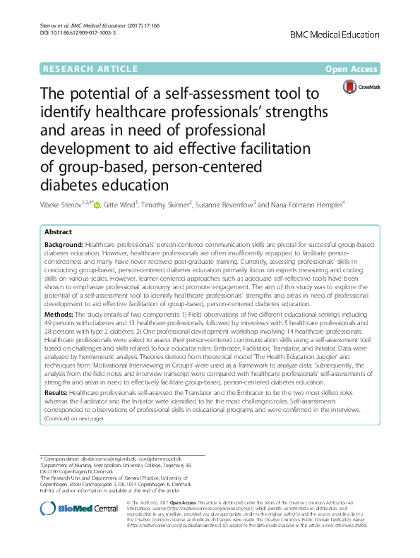 (PDF) The potential of a self-assessment tool to identify healthcare ...