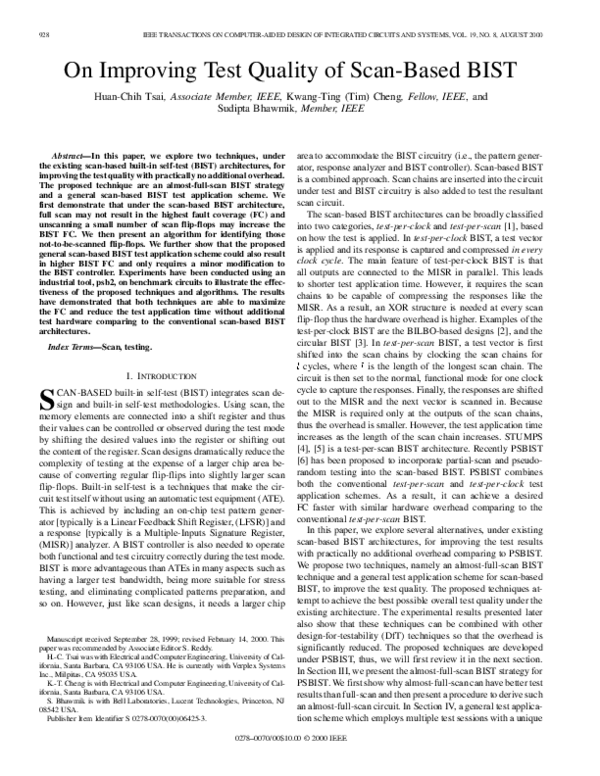 (PDF) On improving test quality of scan-based BIST