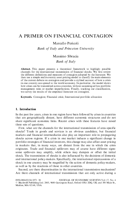 (PDF) A Primer on Financial Contagion