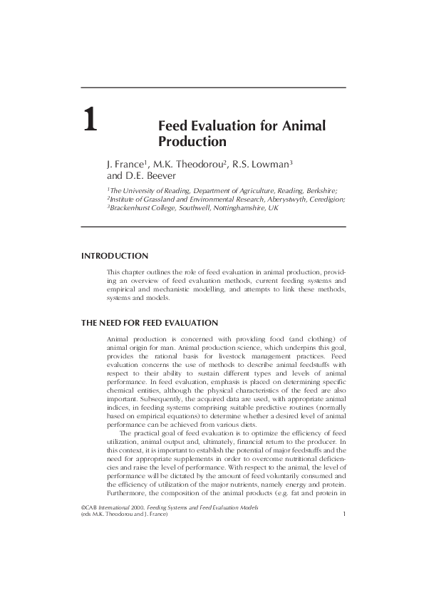 (PDF) Feed Evaluation for Animal Production 1 Feed Evaluation for ...