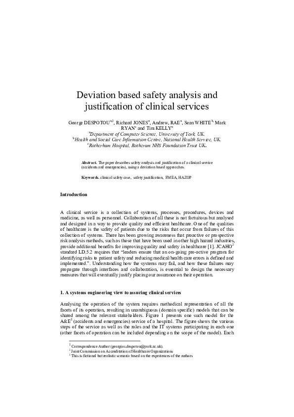 (PDF) Deviation based Safety Analysis and Justification of Clinical ...