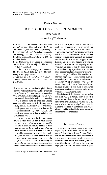 (PDF) Methodology in Economics