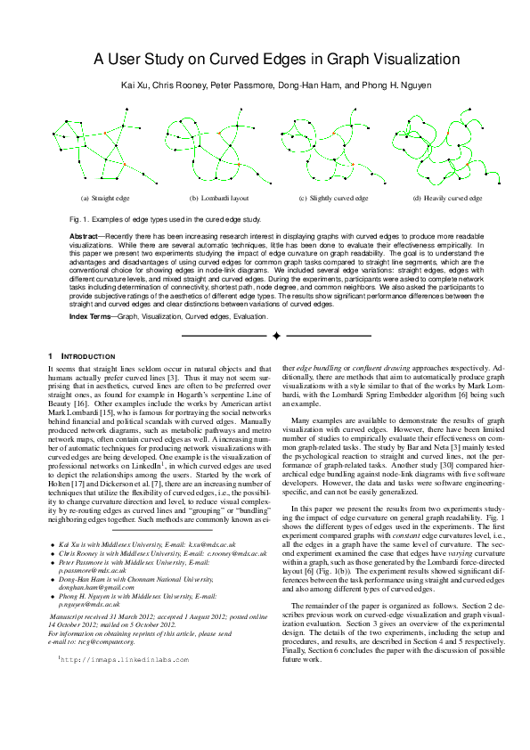 (PDF) A User Study on Curved Edges in Graph Visualization