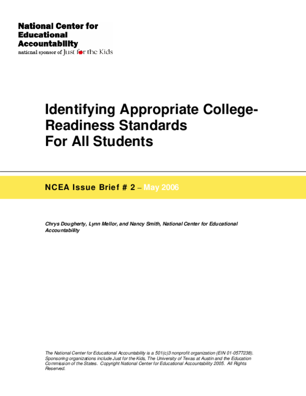 (PDF) Identifying Appropriate College-Readiness Standards for All Students