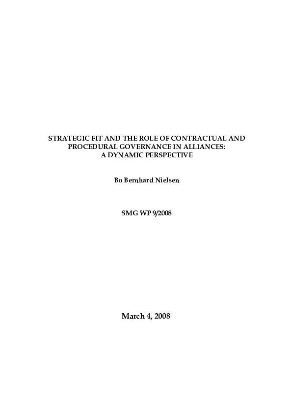 (PDF) Strategic Fit and the Role of Contractual and Procedural ...