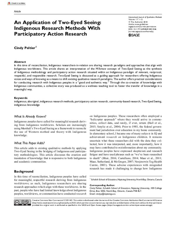 (PDF) An Application of Two-Eyed Seeing: Indigenous Research Methods ...