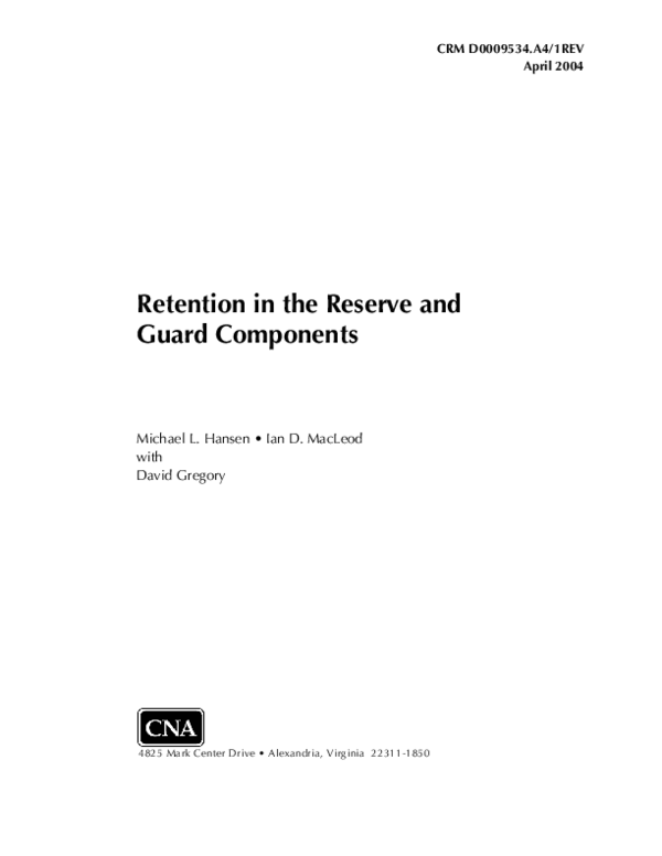 (PDF) Retention in the Reserve and Guard Components