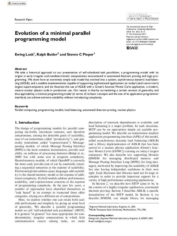 (PDF) Evolution of a minimal parallel programming model
