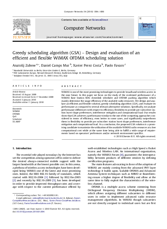 (PDF) Greedy scheduling algorithm (GSA) - Design and evaluation of an ...