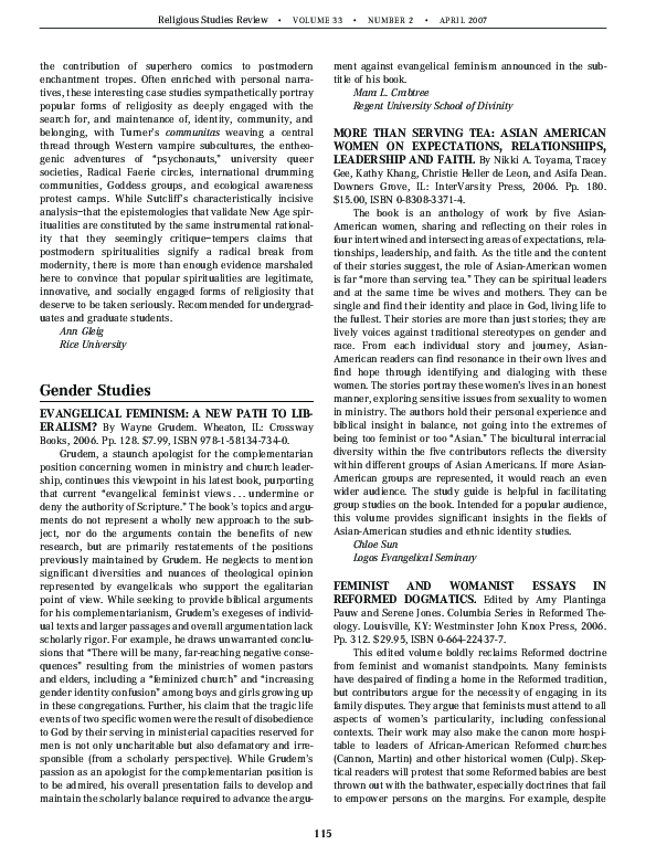 (PDF) Feminist and Womanist Essays in Reformed Dogmatics - Edited by ...