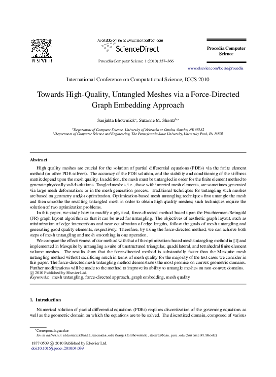 (PDF) Towards high-quality, untangled meshes via a force-directed graph embedding approach