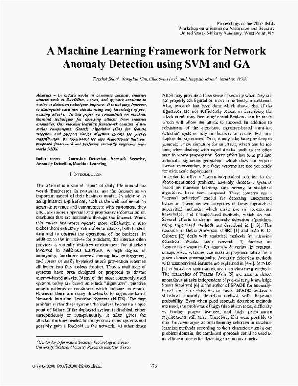 Pdf A Machine Learning Framework For Network Anomaly Detection Using