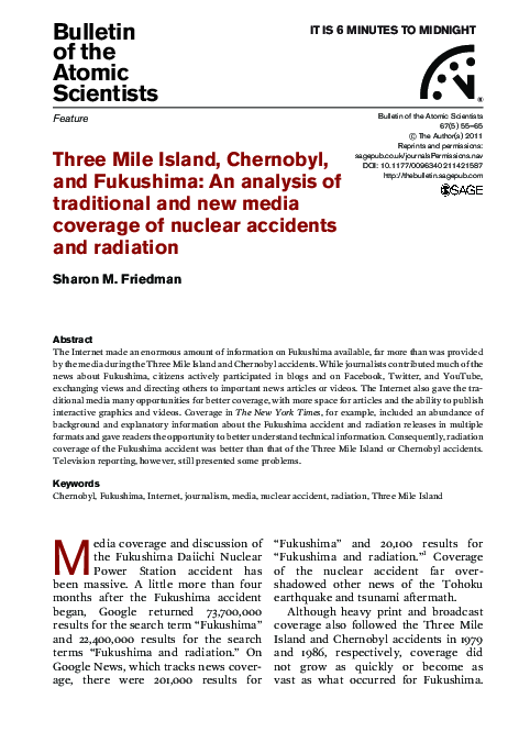 (PDF) Three Mile Island, Chernobyl, and Fukushima: An analysis of ...