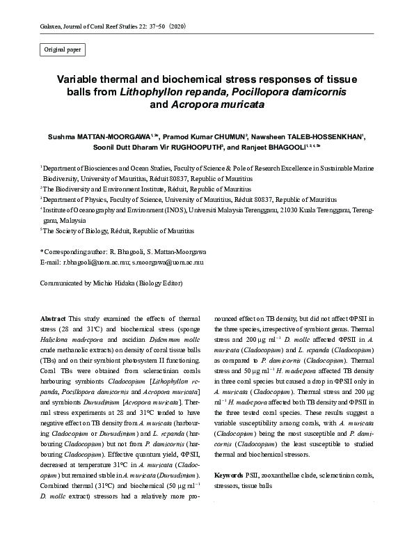 (PDF) Variable thermal and biochemical stress responses of tissue balls ...