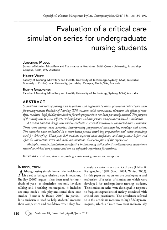 (PDF) Evaluation of a critical care simulation series for undergraduate ...