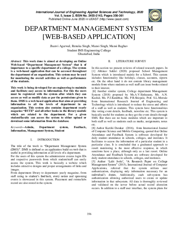 (PDF) Department Management System - Web-Based Application
