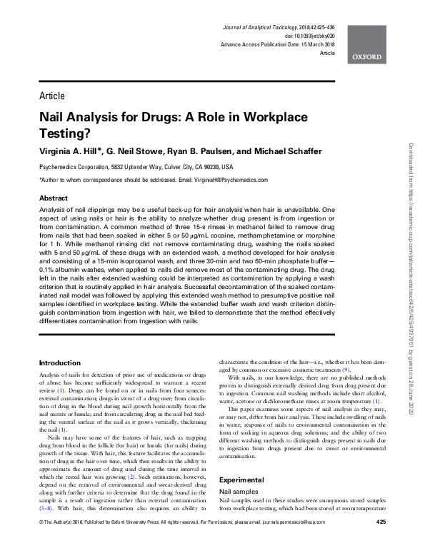 (PDF) Nail Analysis for Drugs: A Role in Workplace Testing?