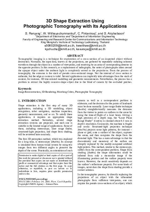 (PDF) 3D Shape Extraction Using Photographic Tomography with Its ...
