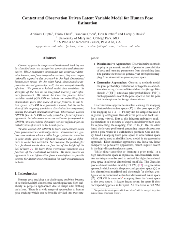 Pdf Context And Observation Driven Latent Variable Model For Human