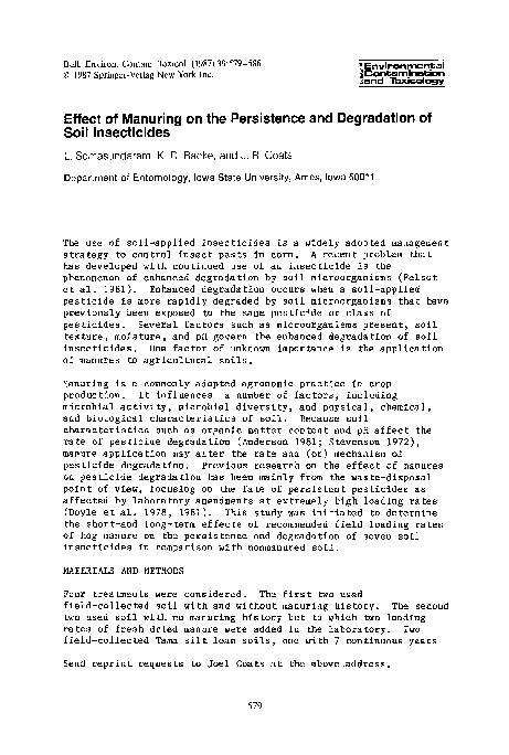(PDF) Effect of manuring on the persistence and degradation of soil ...