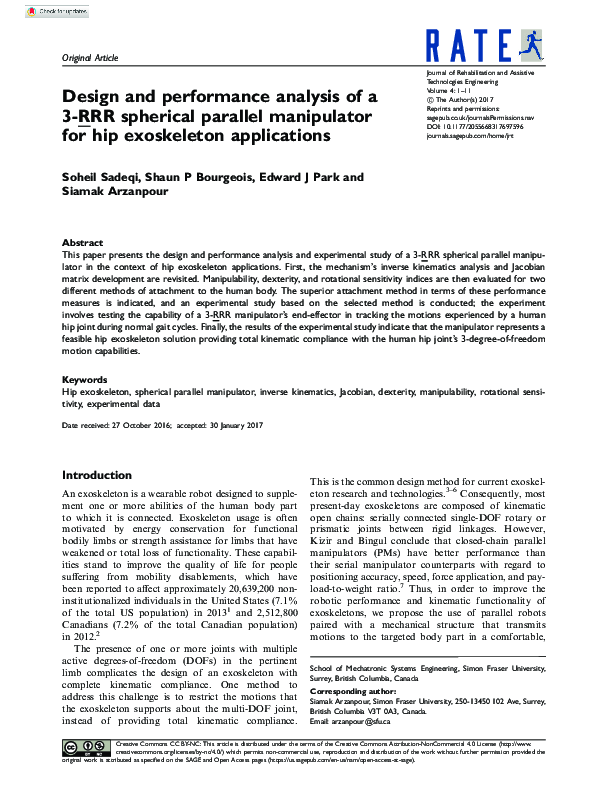 (PDF) Design and performance analysis of a 3-RRR spherical parallel manipulator for hip ...