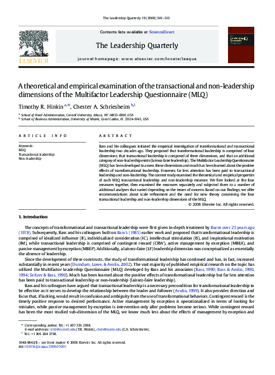 (PDF) A theoretical and empirical examination of the transactional and ...