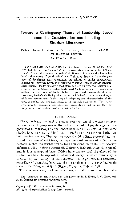 (PDF) Toward a contingency theory of leadership based upon the ...