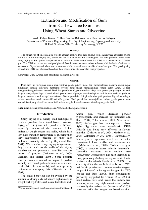(PDF) Extraction and Modification of Gum from Cashew Tree Exudates ...