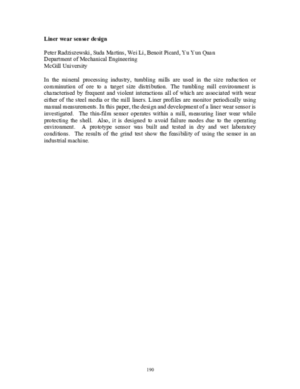 (PDF) Line Wear Sensor Design