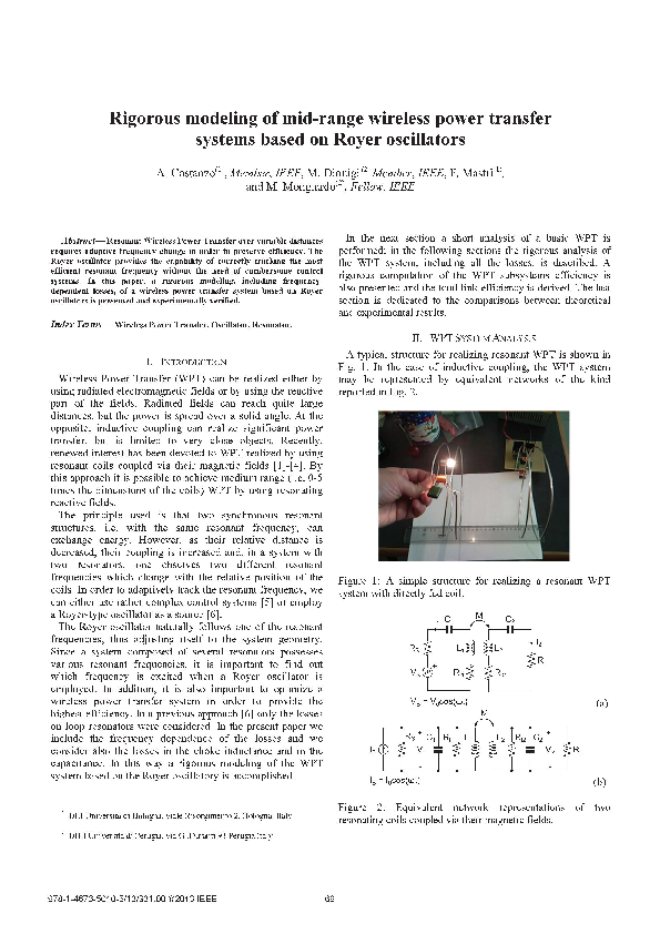 (PDF) Rigorous modeling of mid-range wireless power transfer systems based on royer oscillators