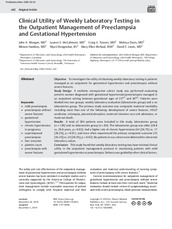 (PDF) Clinical Utility of Weekly Laboratory Testing in the Outpatient ...