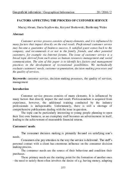 (PDF) Factors Affecting the Process of Customer Service