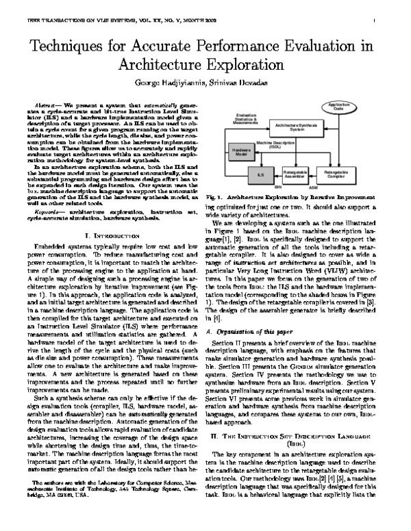 (PDF) Techniques for accurate performance evaluation in architecture exploration