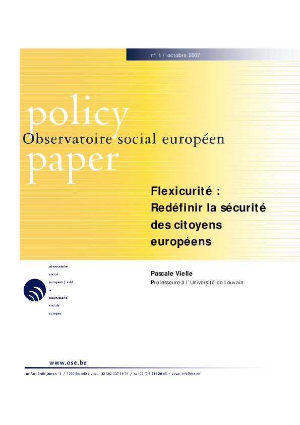 (PDF) Flexicurité: Redéfinir la sécurité des citoyens européens ...