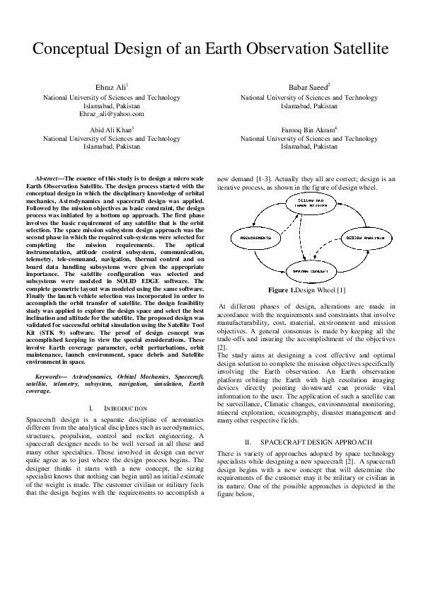 (PDF) Conceptual Design of an Earth Observation Satellite