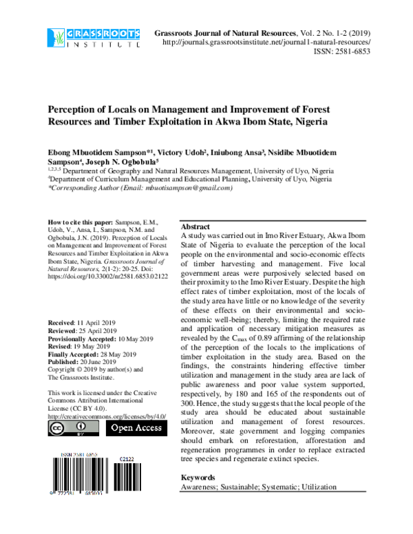 (PDF) Perception of Locals on Management and Improvement of Forest ...