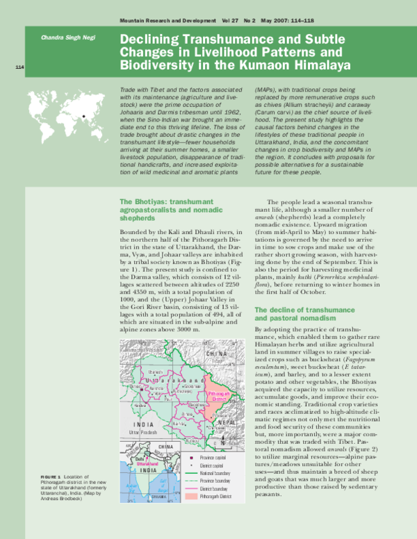 (PDF) Declining Transhumance and Subtle Changes in Livelihood Patterns ...