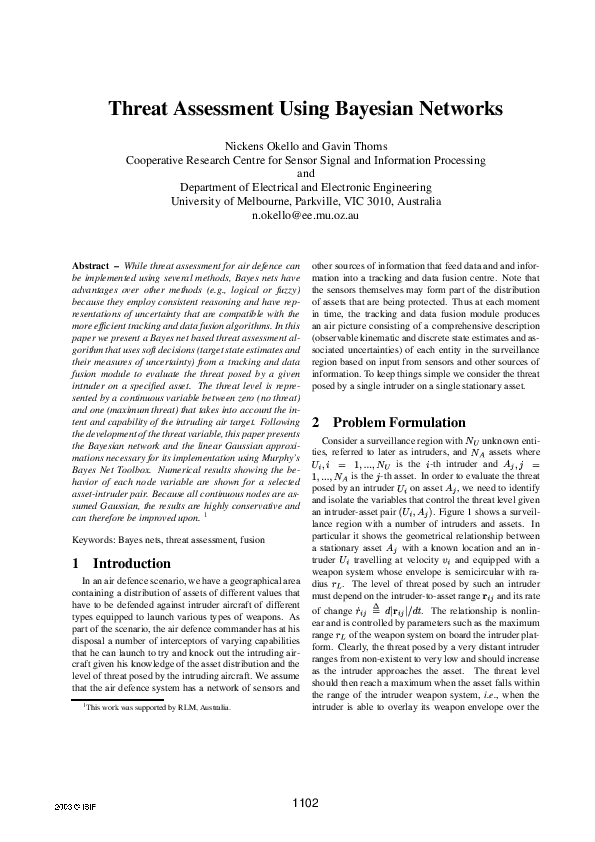 (PDF) Threat assessment using bayesian networks