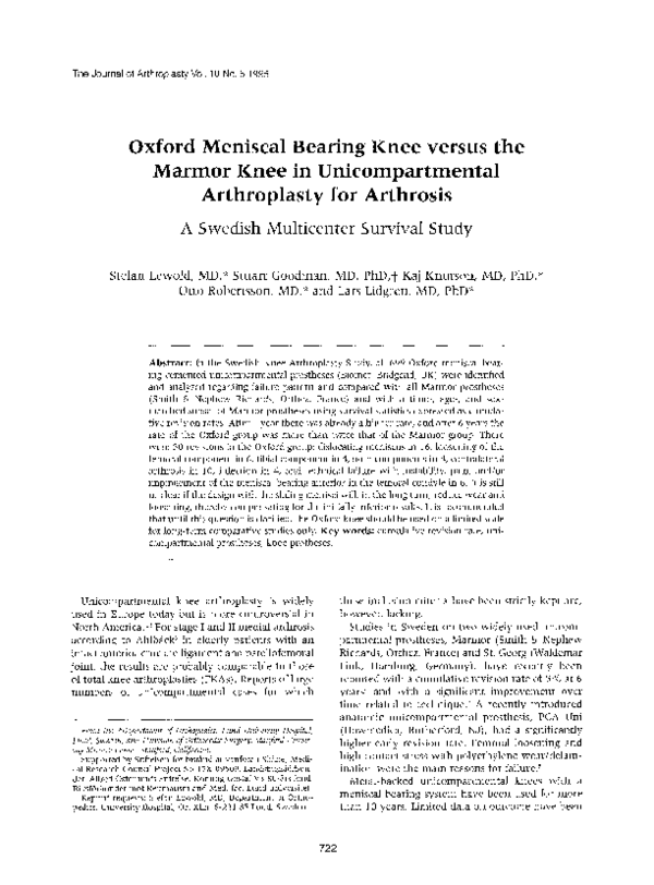 (PDF) Comparing Oxford and Marmor Knee Designs