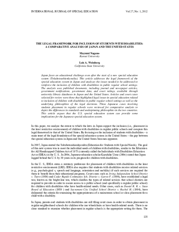 (PDF) The Legal Framework for Inclusion of Students with Disabilities ...