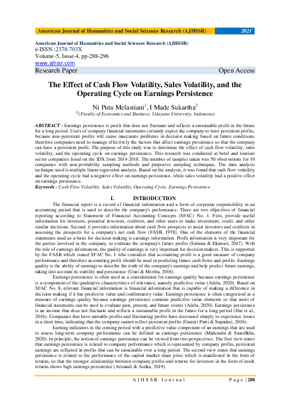 (PDF) The Effect of Cash Flow Volatility, Sales Volatility, and the Operating Cycle on Earnings ...