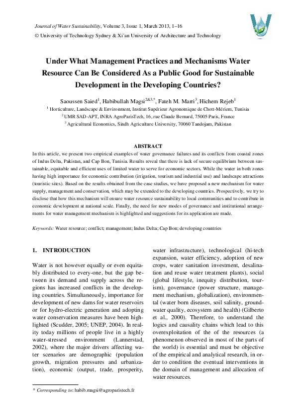 (PDF) Under What Management Practices and Mechanisms Water Resource Can ...