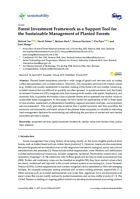 (PDF) Forest Investment Framework as a Support Tool for the Sustainable ...