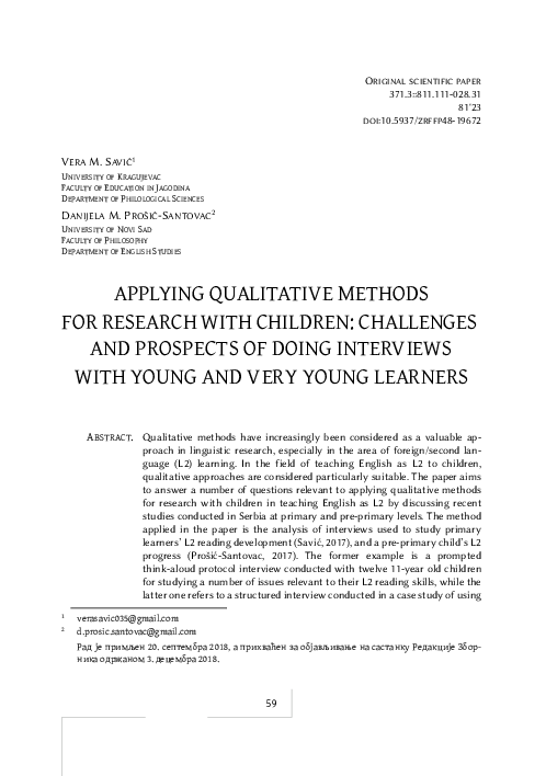 (PDF) Applying qualitative methods for research with children ...