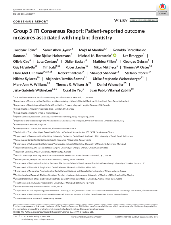 (PDF) Group 3 ITI Consensus Report: Patient-reported outcome measures ...