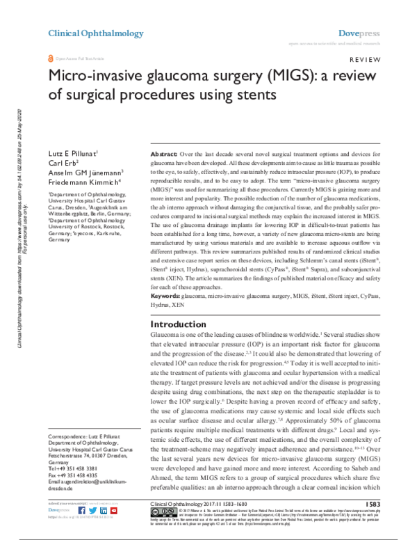 (PDF) Micro-invasive glaucoma surgery (MIGS): a review of surgical ...
