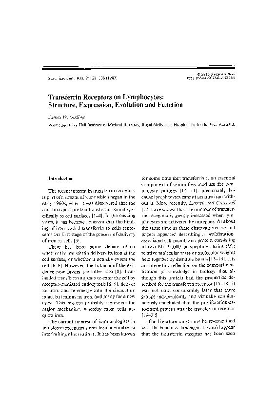 (PDF) Transferrin receptors on lymphocytes: structure, expression ...