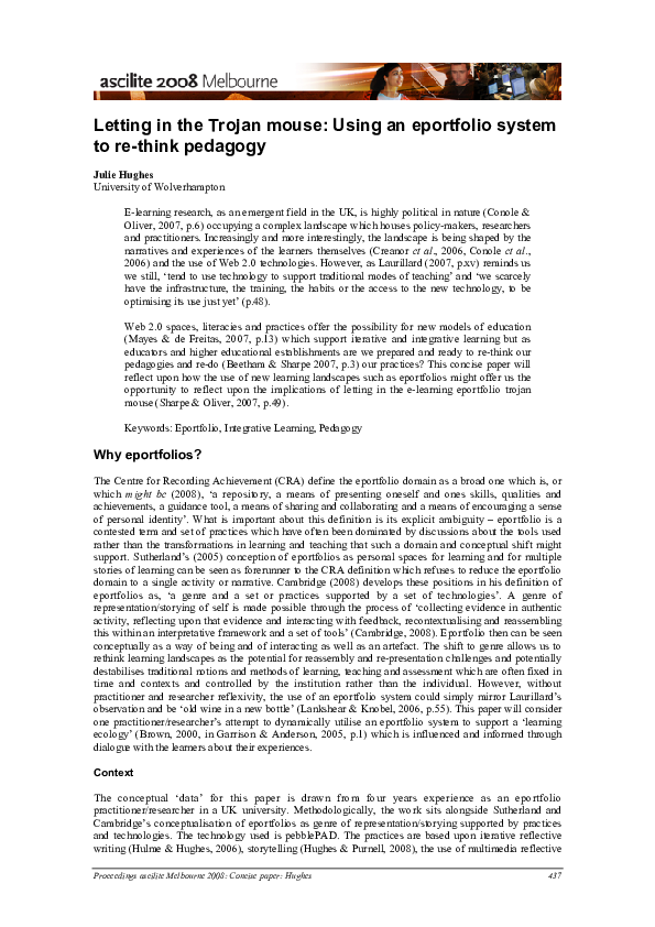 Letting in the Trojan mouse: Using an eportfolio system to re-think ...